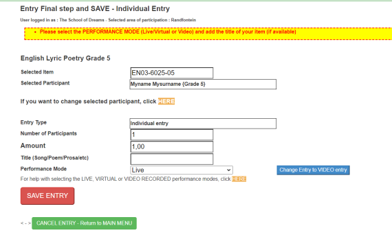 How to submit an online entry – National Eisteddfod Academy NPC